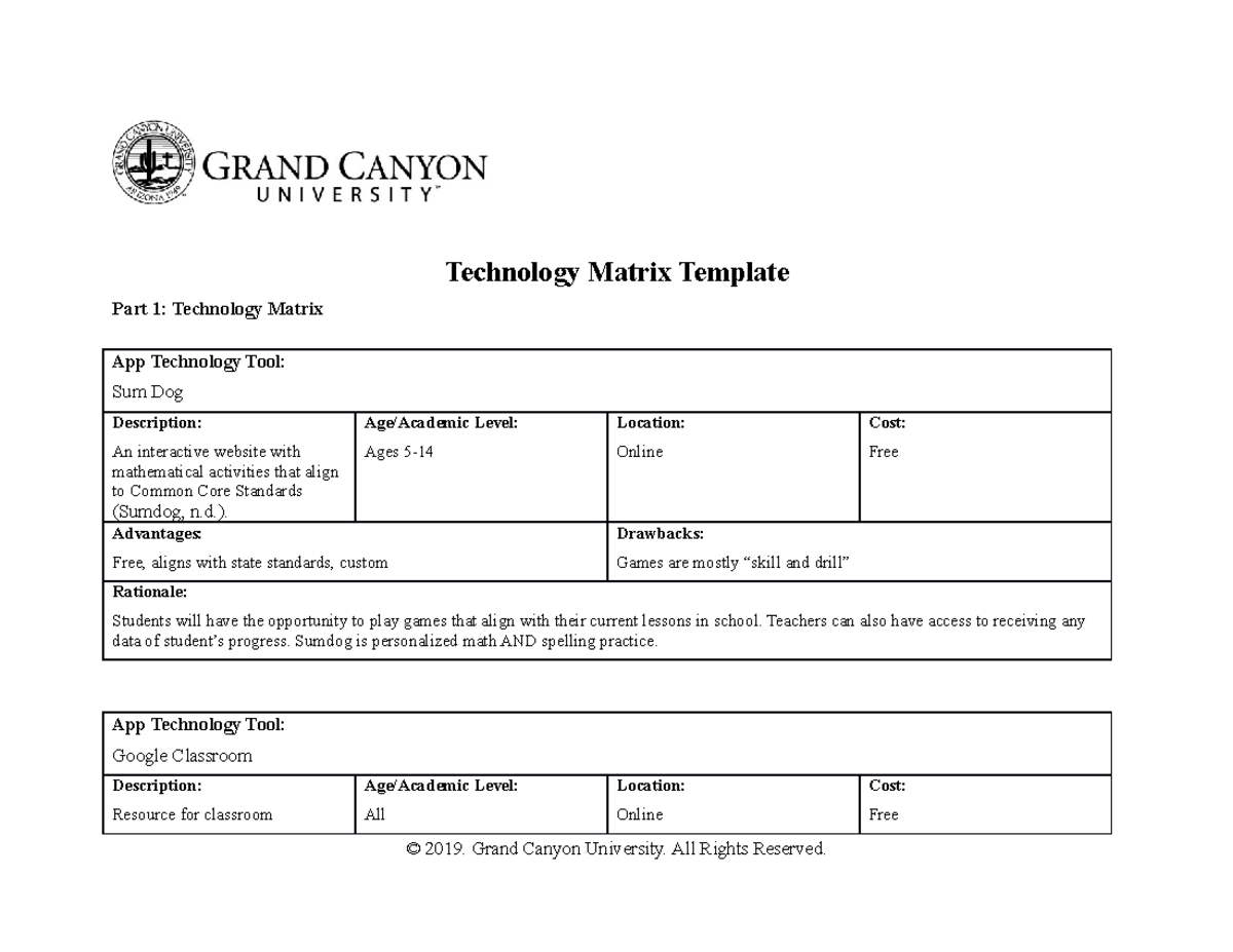SPD-470-D-T5-Technology Matrix Template - Technology Matrix Template ...