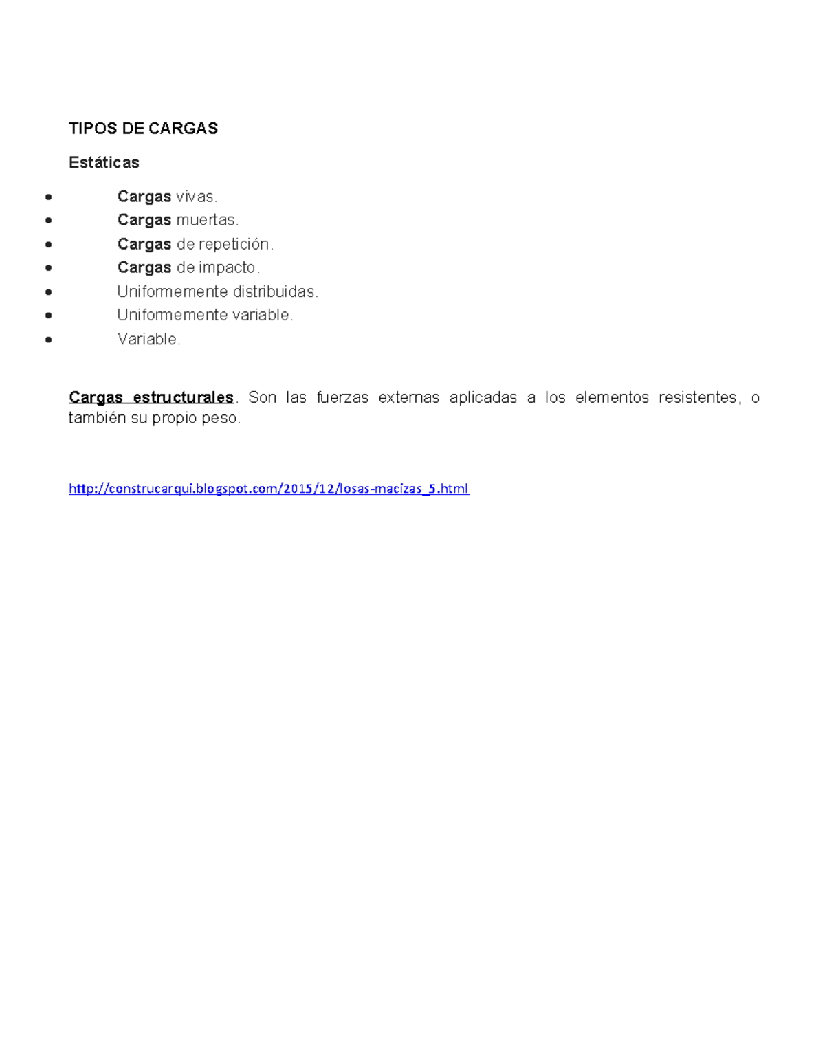 Tipos-de-cargas compress - TIPOS DE CARGAS Estáticas Cargas vivas ...