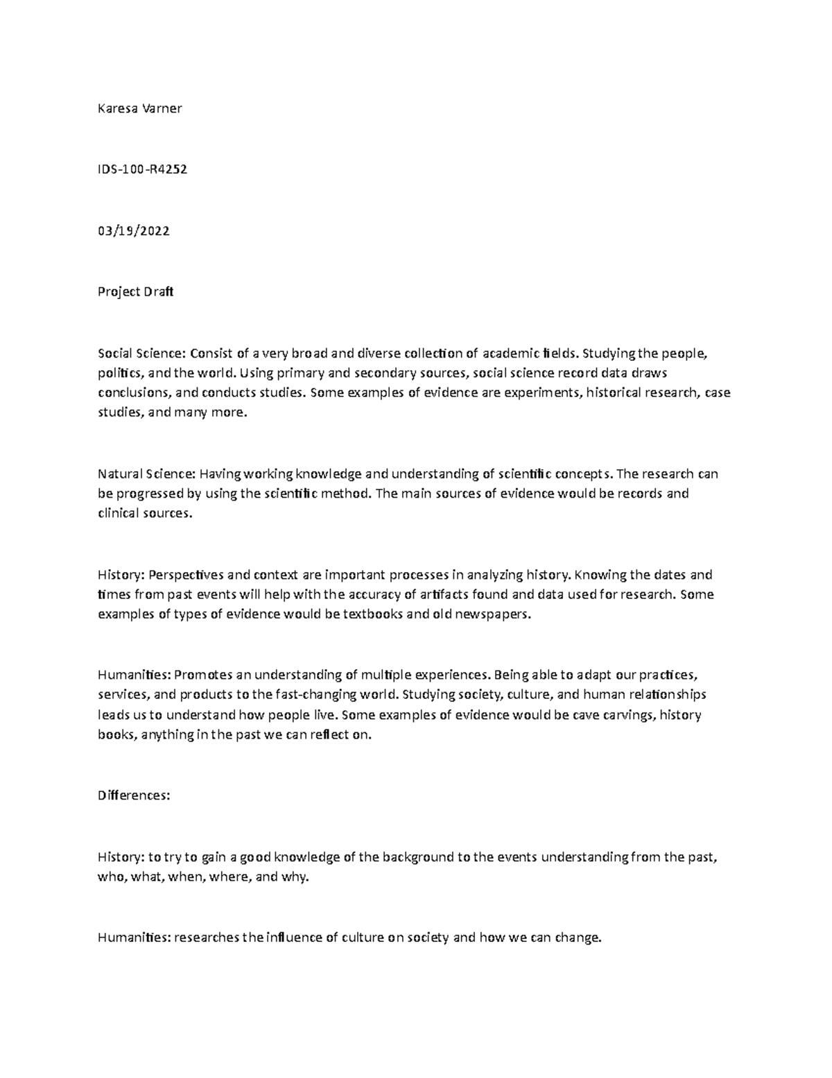 Module 3 Project Draft - Karesa Varner IDS-100-R 03/19/ Project Draf ...