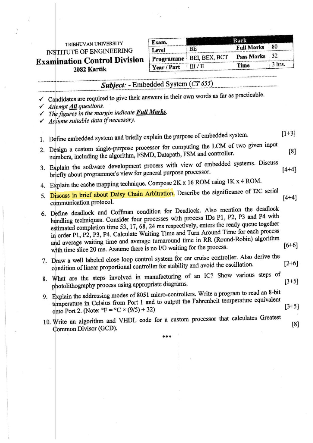 Embedded System Exam Notes (CT 655) - TRIBHUVAN UNIVERSITY - Studocu