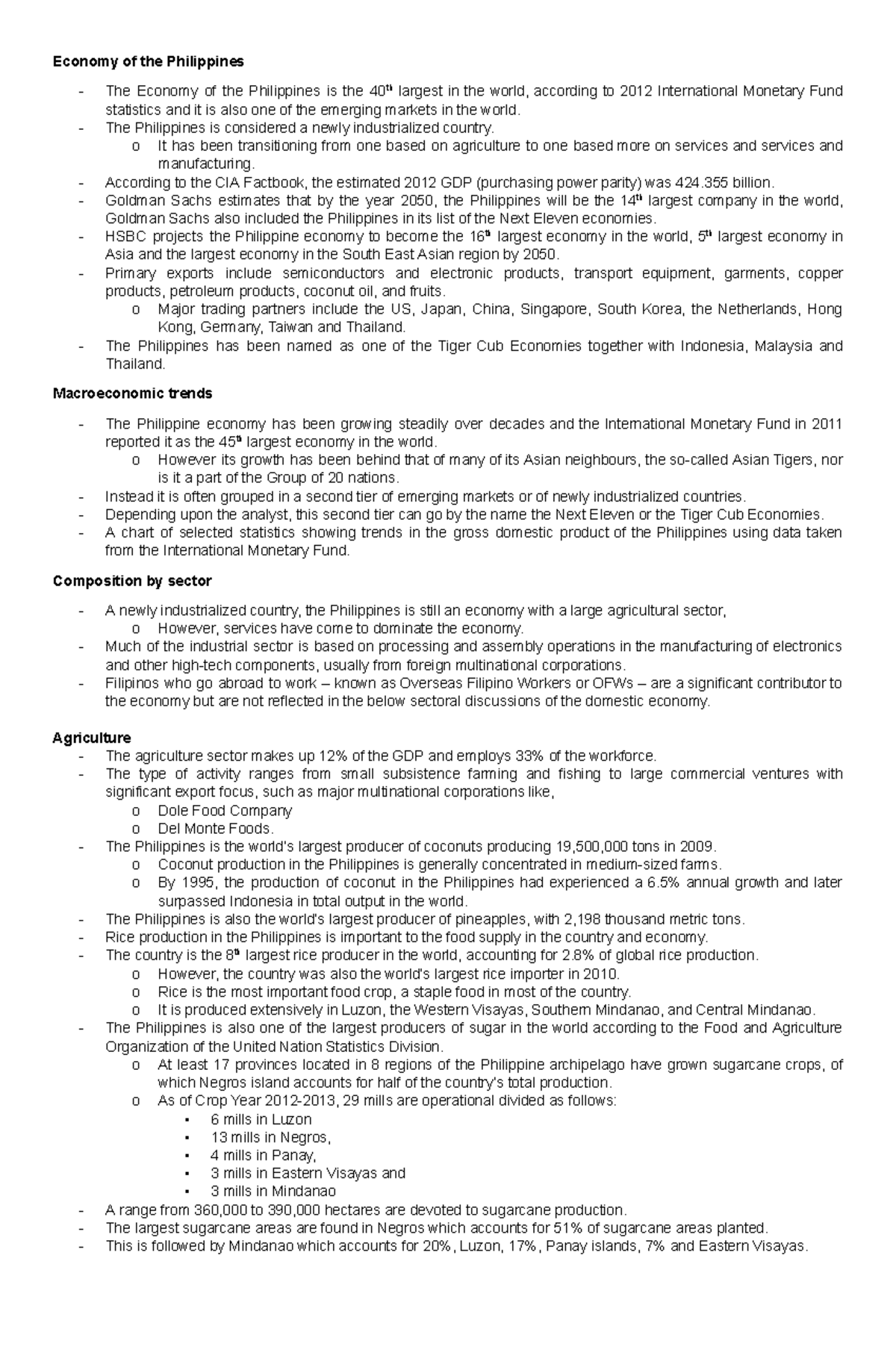 Philippines Economy Overview: Trends and Future Projections - Studocu