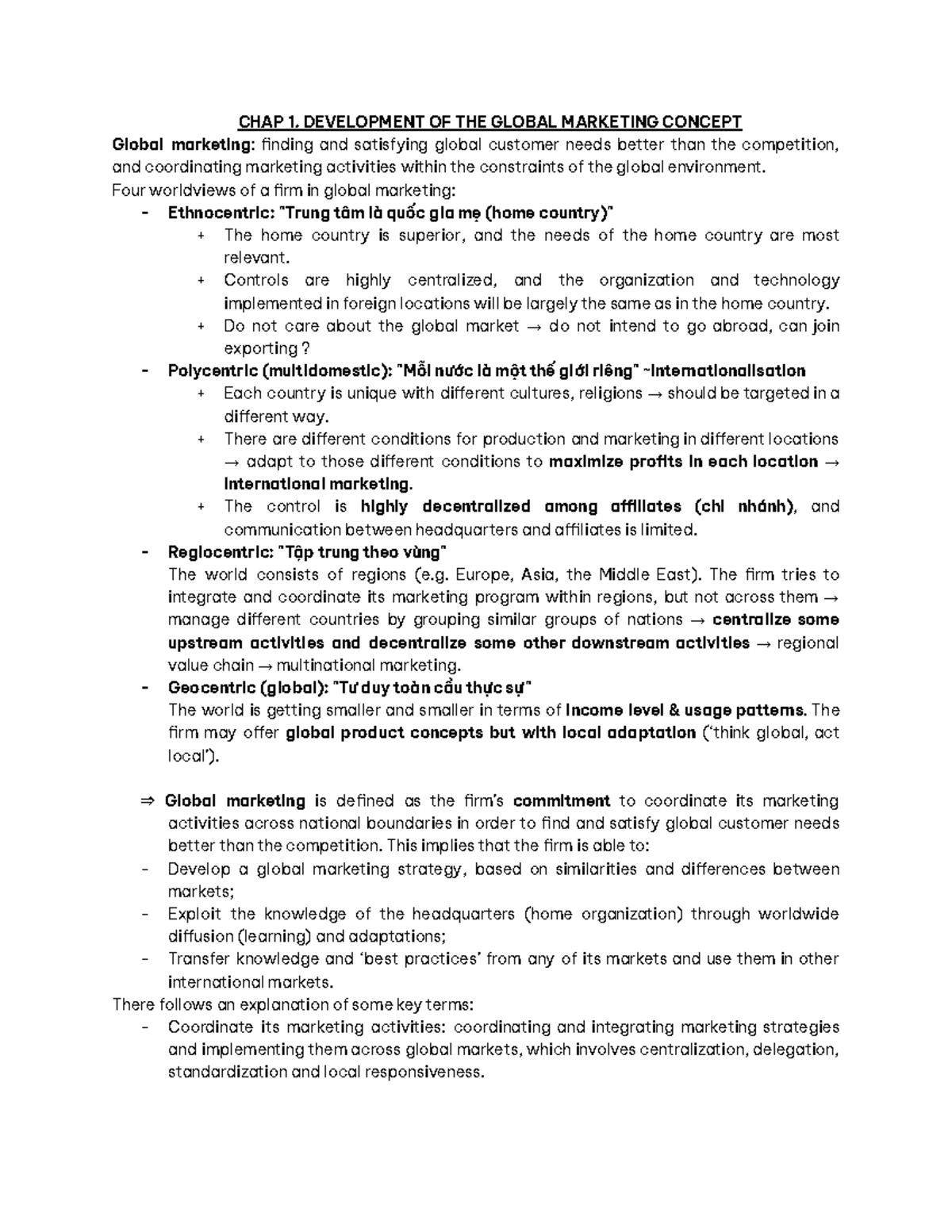 CHAP 1: DEVELOPMENT OF THE GLOBAL MARKETING CONCEPT - Global Marketing ...