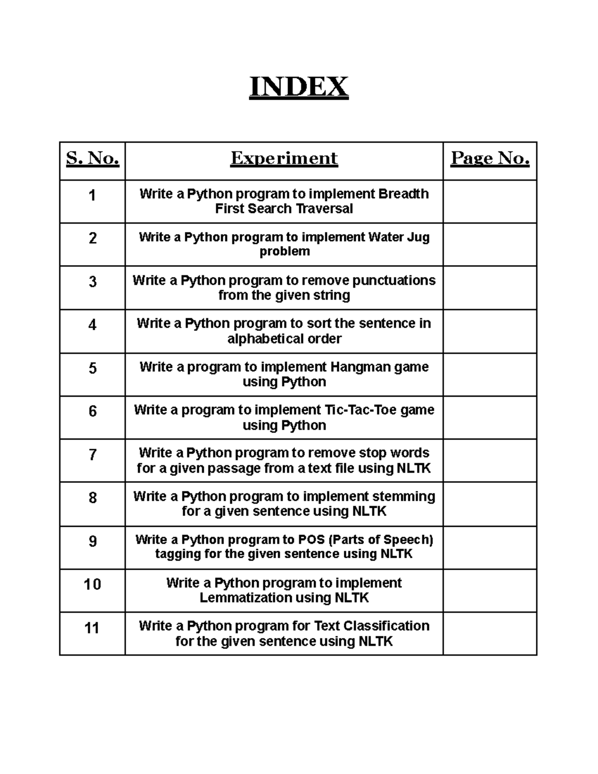 AI LAB - Lab File: Python Programs for Various Algorithms - Studocu
