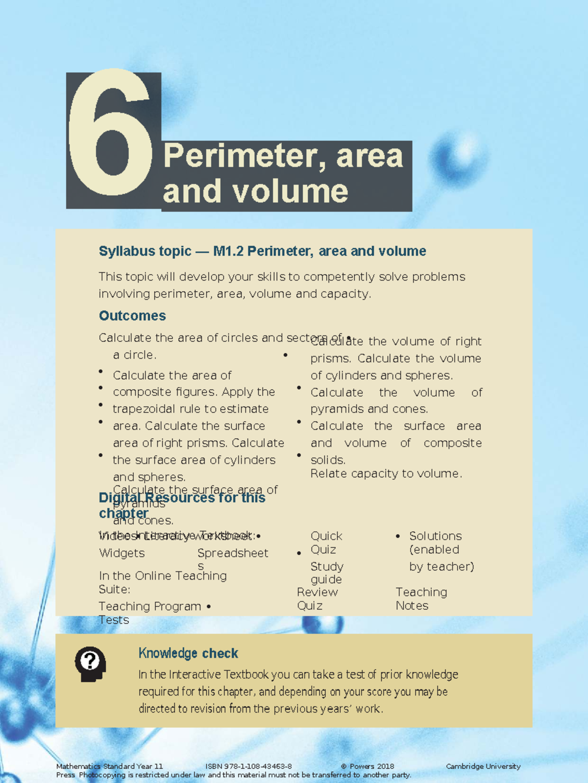 Chapter 6: Perimeter, Area, and Volume - M1.2 Syllabus Overview - Studocu
