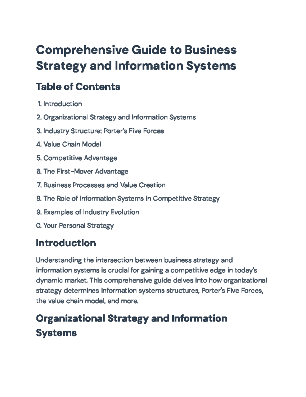 Comprehensive Guide to Business Strategy & Information Systems ...