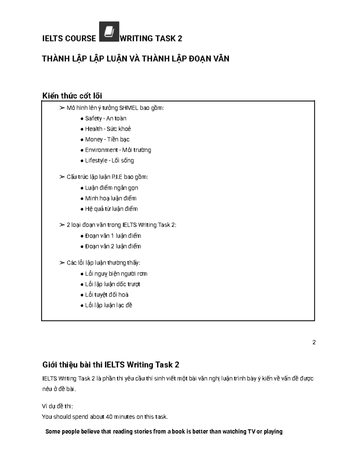 IELTS Writing Task 2: Core Knowledge and Argument Structure - Studocu