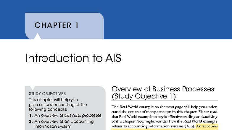 Chapter 1: Introduction to AIS - Study Objectives and Key Concepts ...