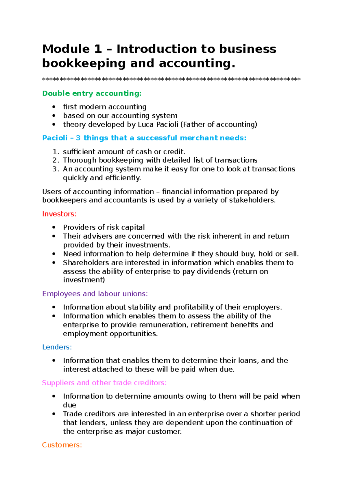 Business 101: Module 1 - Intro to Accounting & Financial Statements ...
