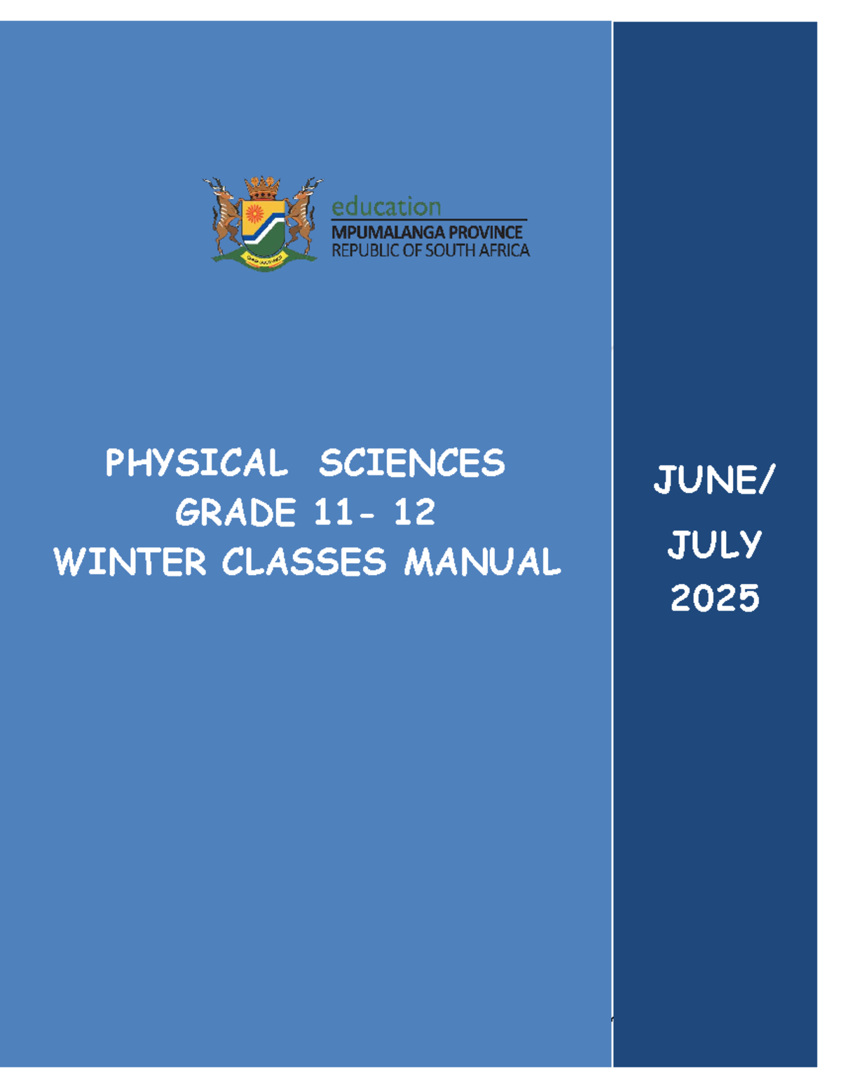 Physical Sciences GR11-12 Winter Classes Manual: Electrostatics & Reactions - Studocu