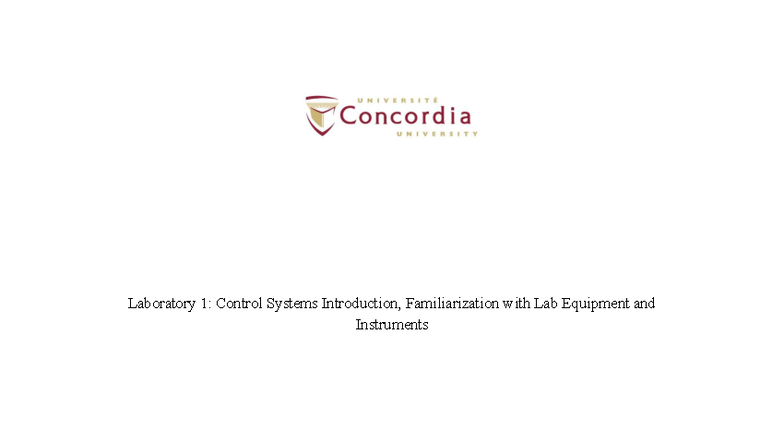 MECH 371 Lab 1: Control Systems Intro & Lab Equipment Familiarization ...