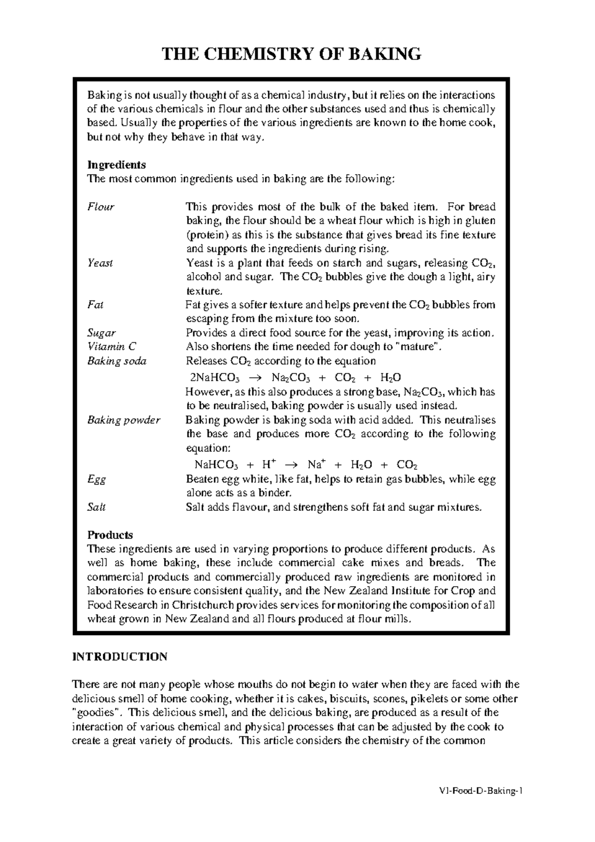 6D - The Chemistry Behind Baking: Ingredients and Processes - Studocu