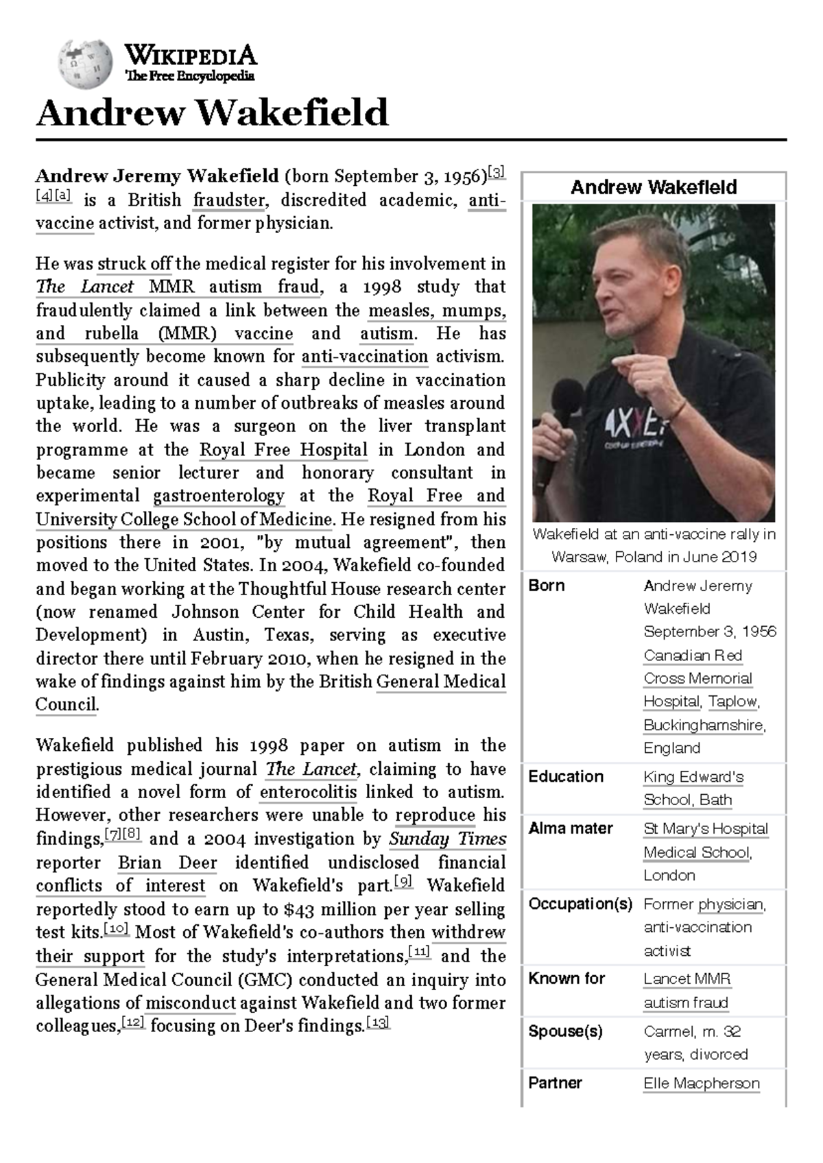 Andrew Wakefield: The MMR Vaccine Controversy and Its Impact - Studocu