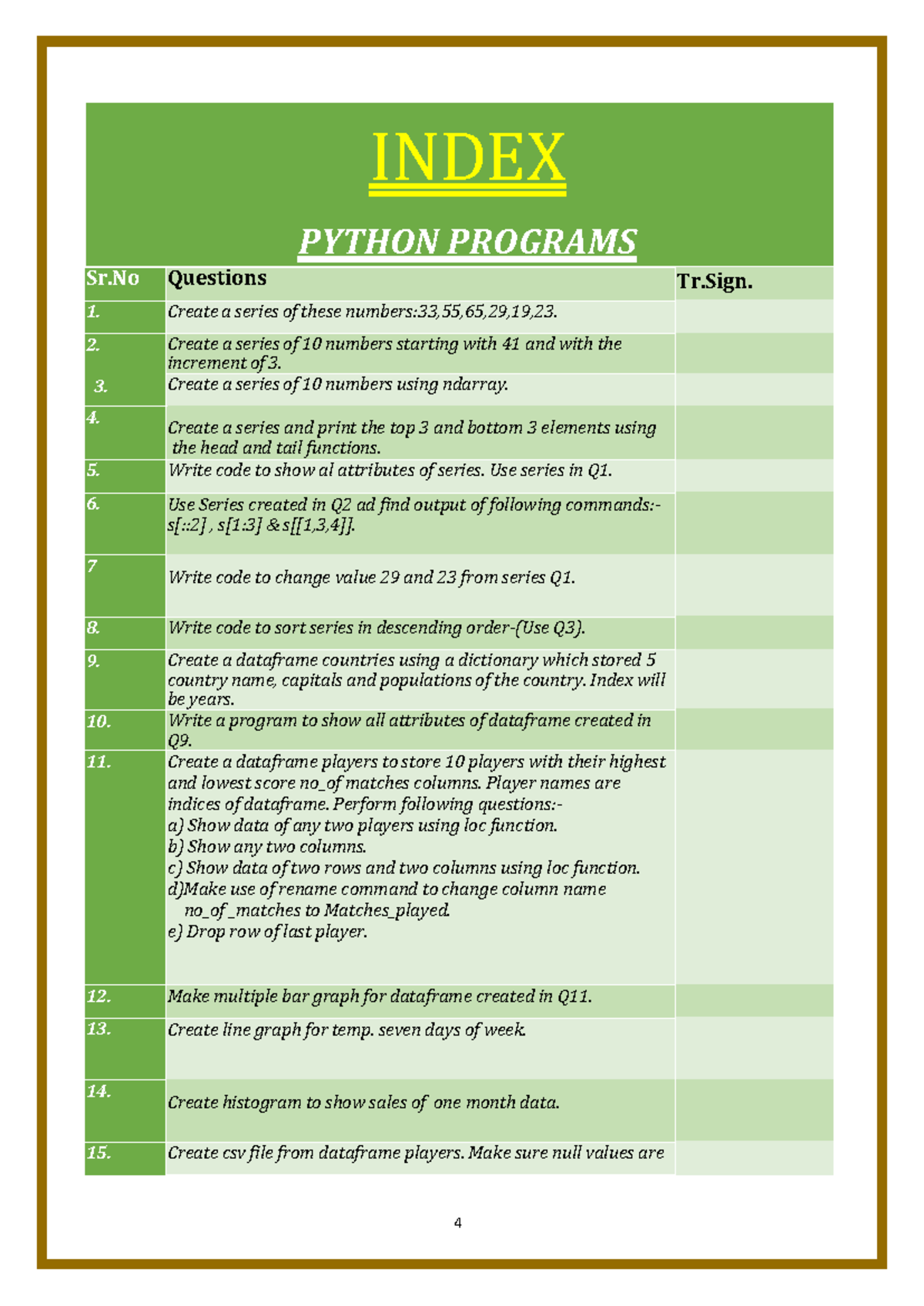 Class 12 IP Practical File: Python & MySQL Programs - Studocu