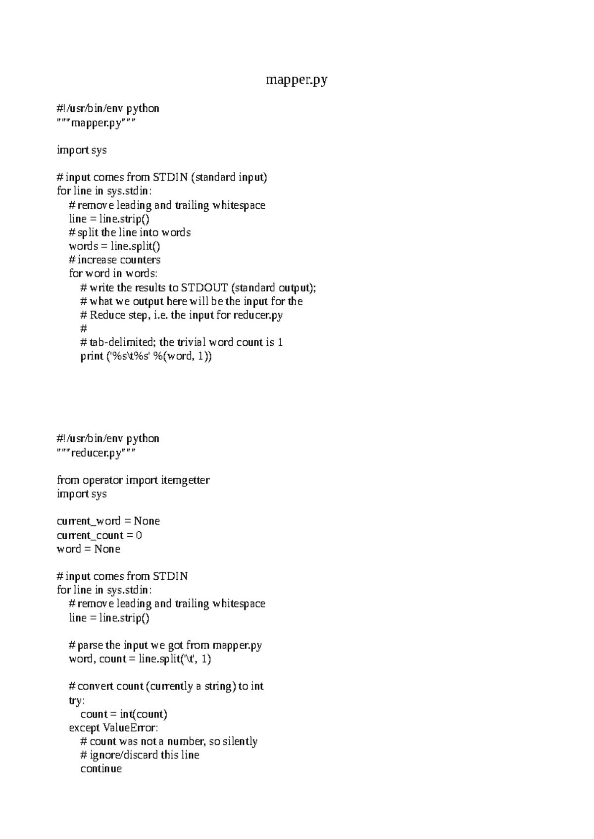Week 4 - Python Mapper and Reducer Implementation Guide - Studocu