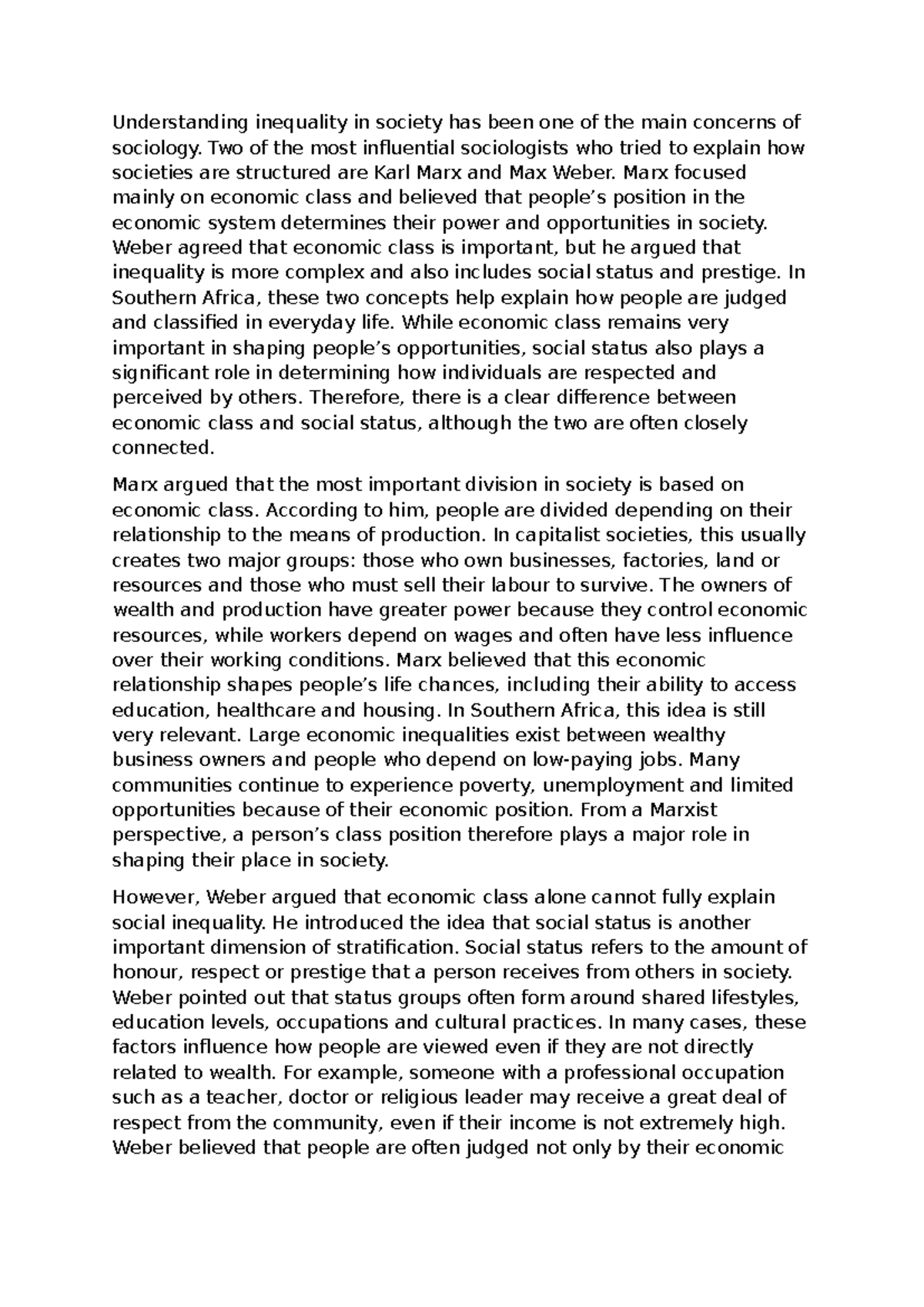 Sociology 101: Examining Economic Class vs. Social Status in Southern ...