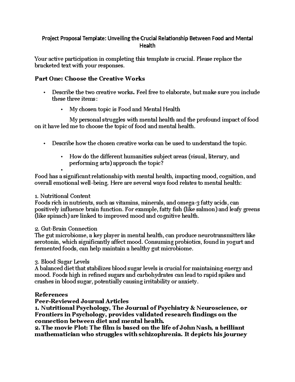 Hum 102 food and mental health - Project Proposal Template: Unveiling ...