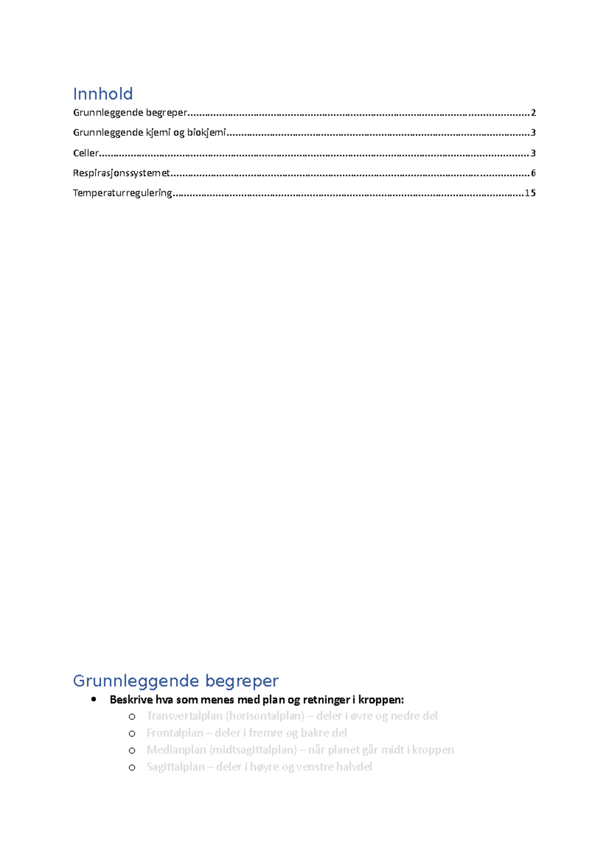 Anatomi Forklaring: Grunnleggende Helse- og Kjemibegreper (LUBB) - Studocu
