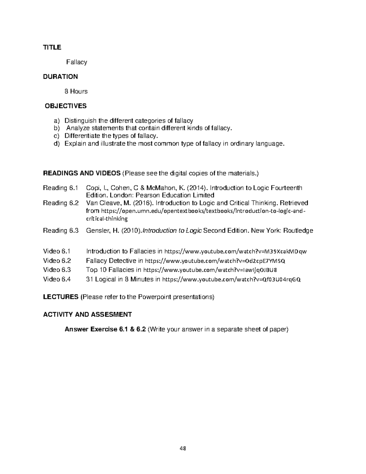 BUSLOG 48: Understanding Fallacies in Logic and Reasoning - Studocu