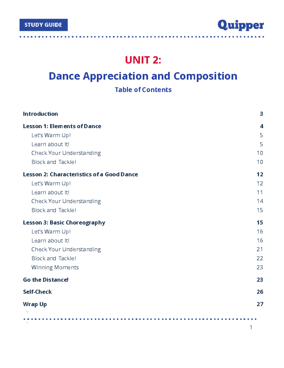 Unit 2 Dance Appreciation and Composition: Exploring Choreography ...