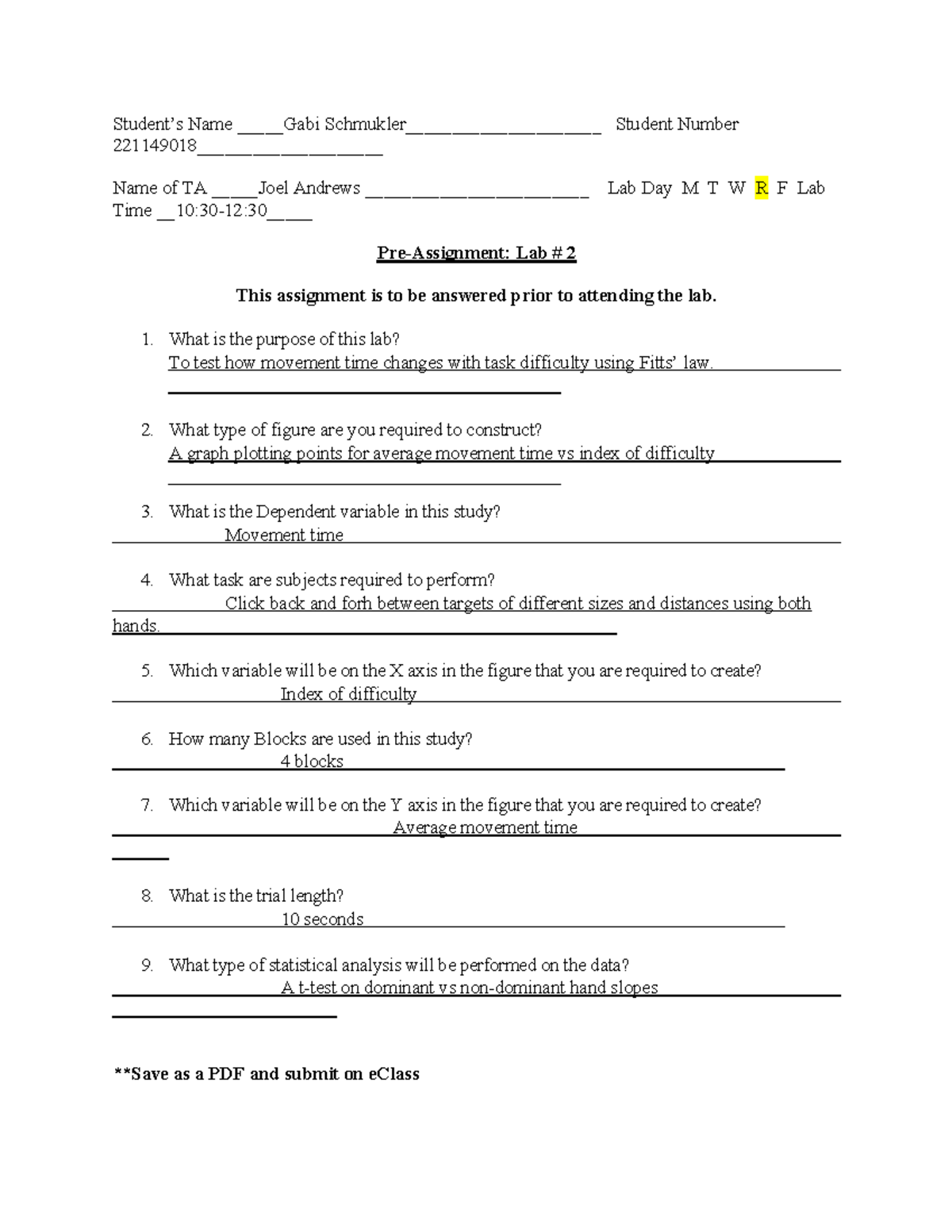 Lab 2 Prelab: Analyzing Movement Time & Task Difficulty - Studocu