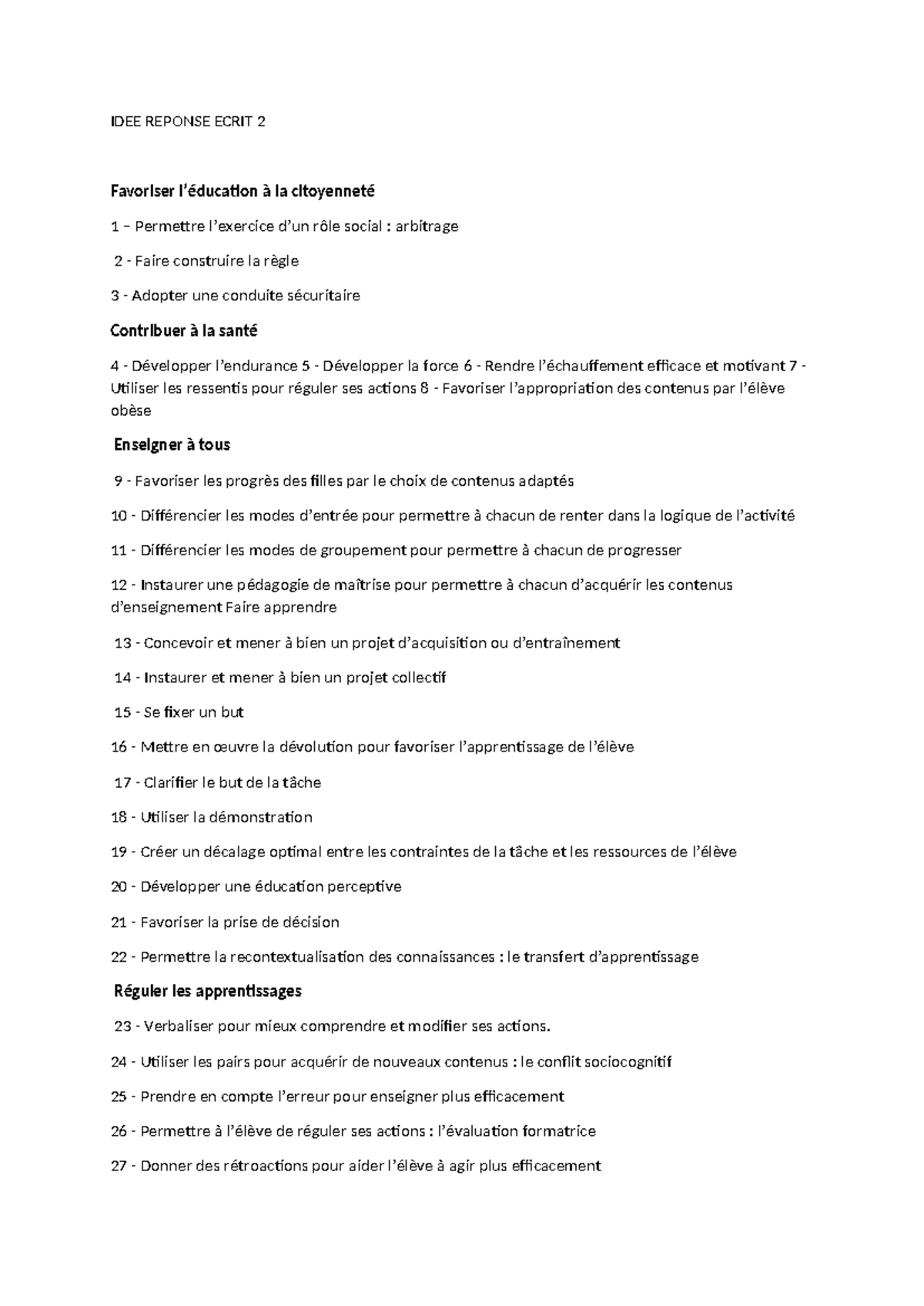 IDEE Reponse Ecrit 2 - IDEE REPONSE ECRIT 2 Favoriser l’éducation à la ...