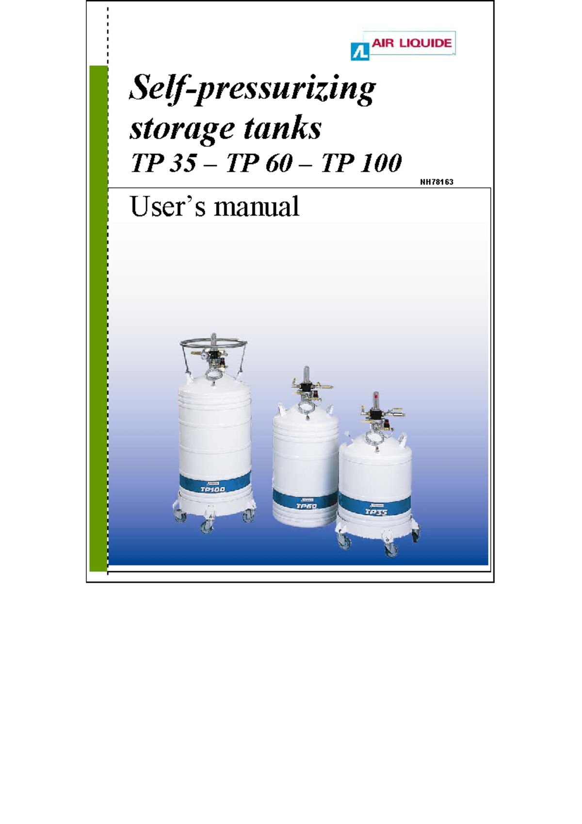 TP 100 Cryogenic Storage Tank Manual - NH78163 - Studocu