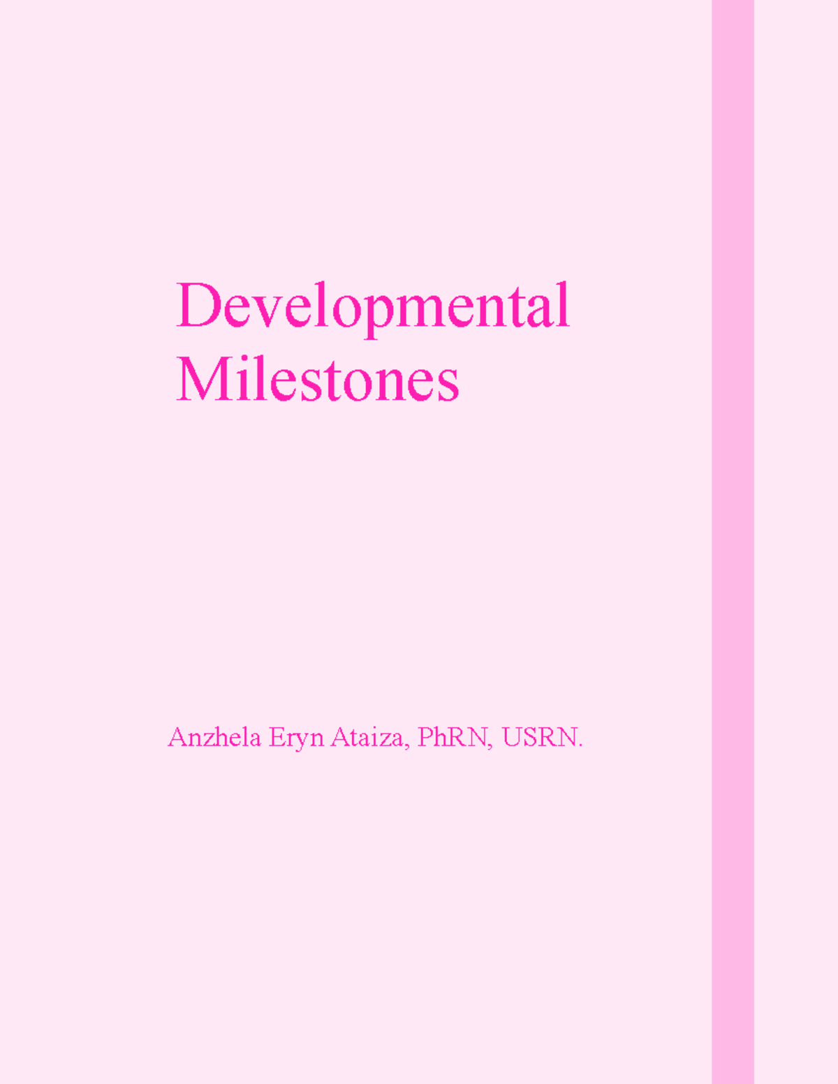 Developmental Milestones: Infancy to Adolescence Guide - Studocu