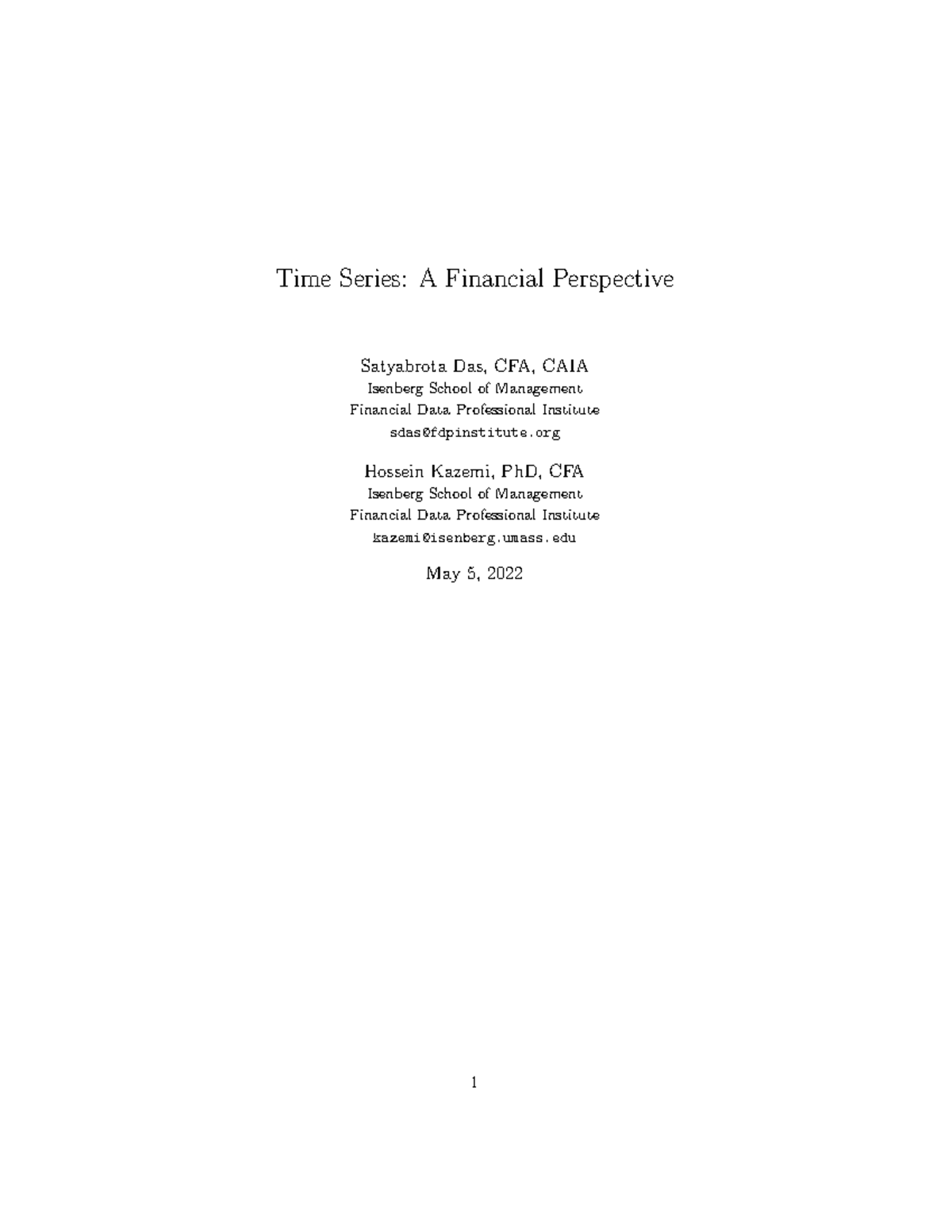 Time Series Analysis: A Financial Perspective (FIN 101) - Studocu