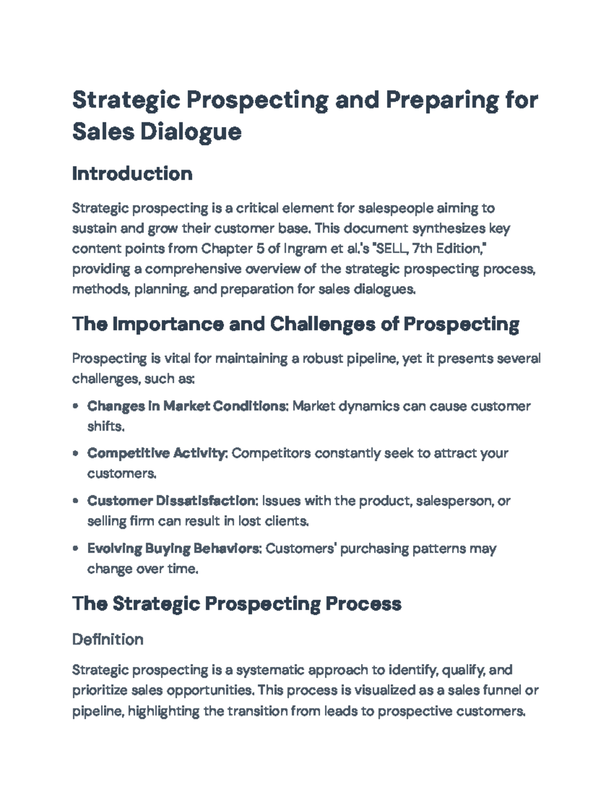 Sales Strategies for Prospecting: Insights from "SELL, 7th Ed ...