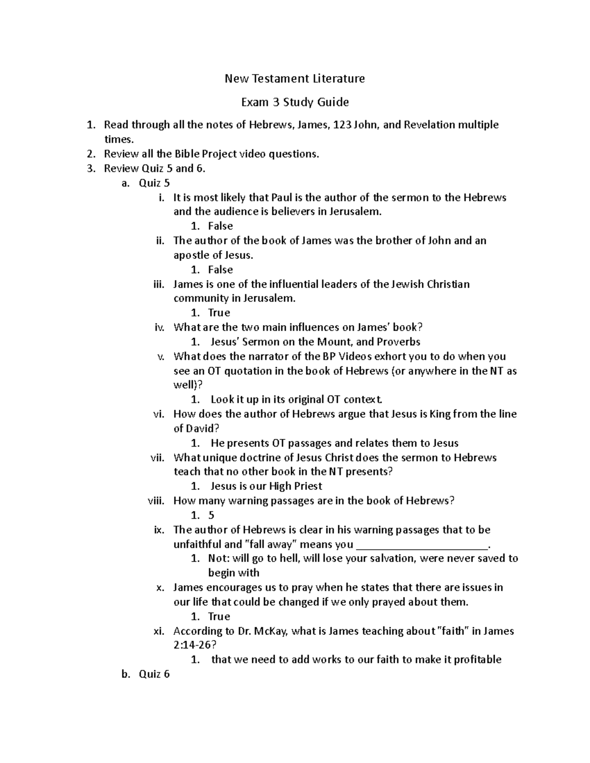 New Testament Final Exam Study Guide - New Testament Literature Exam 3 ...