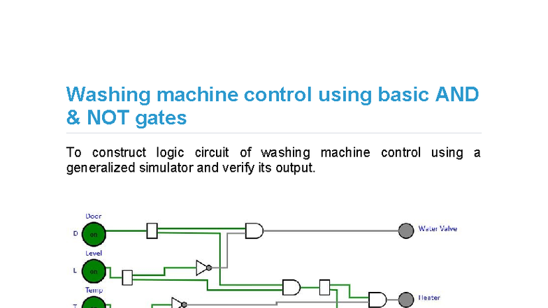 Washing Machine Control Logic: AND & NOT Gates Practical - Studocu