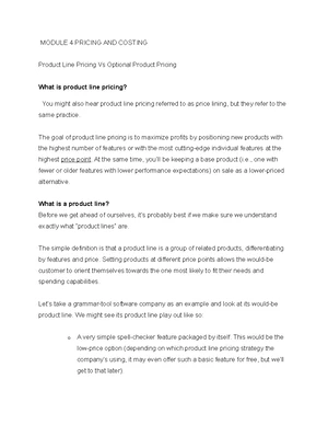 Module 1 Pricing AND Costing - ENTRE 4 PRICING AND COSTING MODULE 1 ...