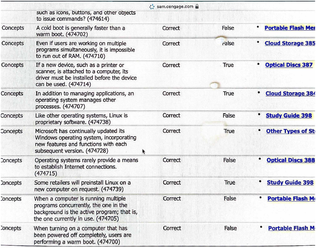 Doc - This is a computer concepts test that was given via Cengage ...