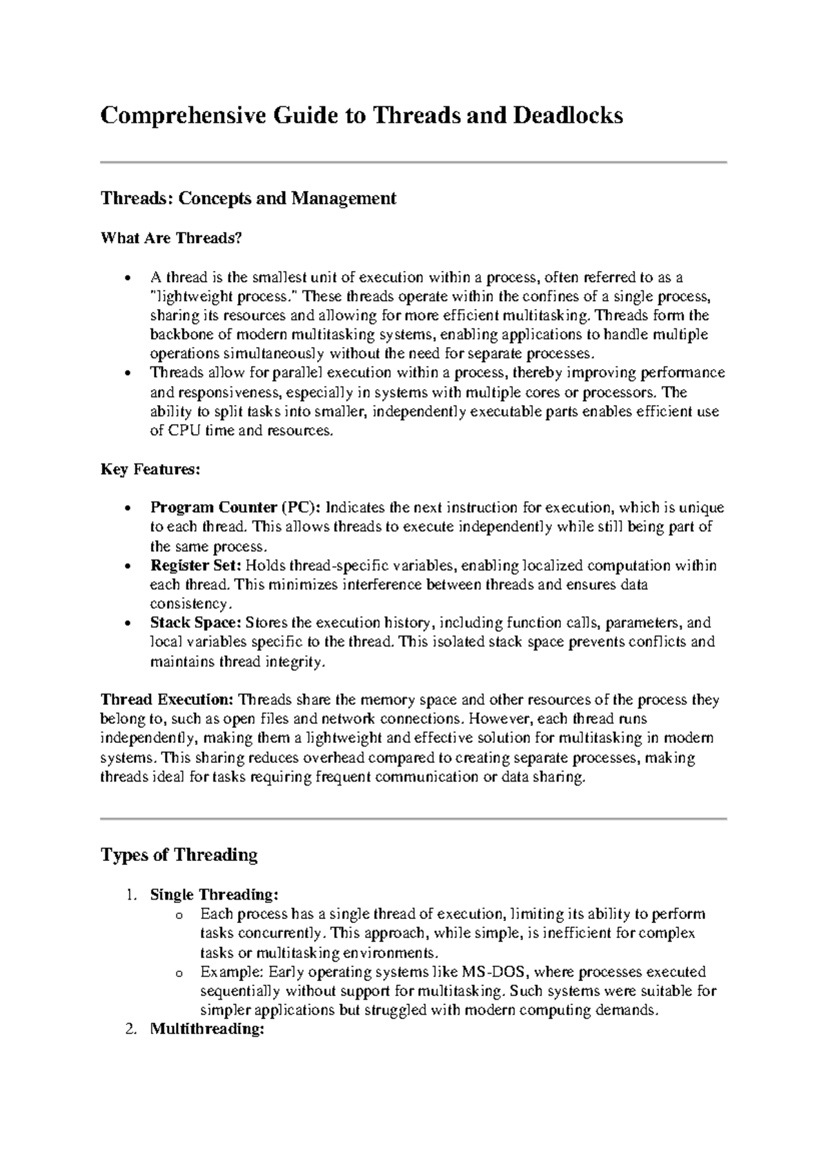 Comprehensive Guide to Threads and Deadlocks - " These threads operate ...