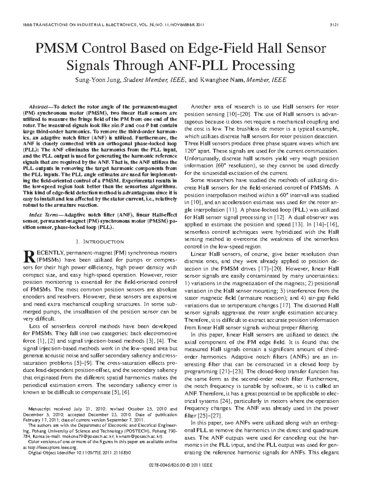 PMSM Control Using Hall Sensor Signals and ANF-PLL Processing - Studocu
