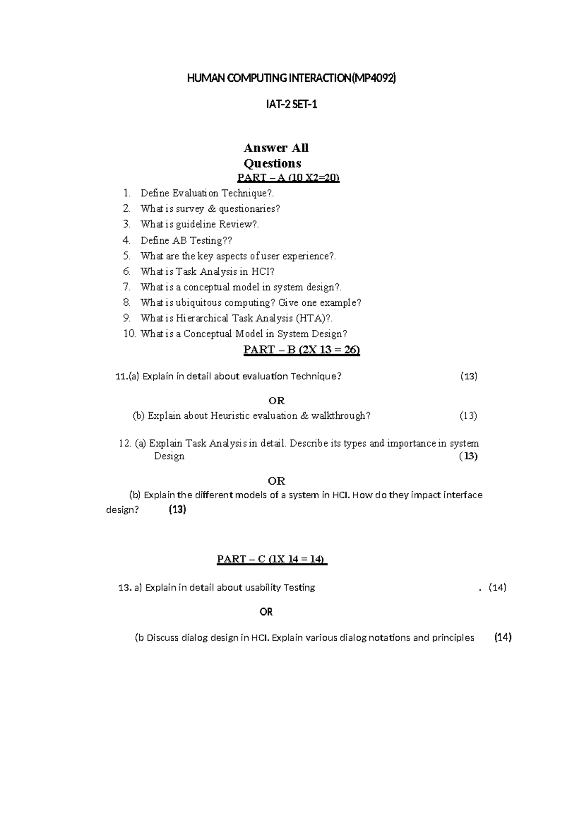 MP4092 Human Computing Interaction: Comprehensive Question Set - Studocu
