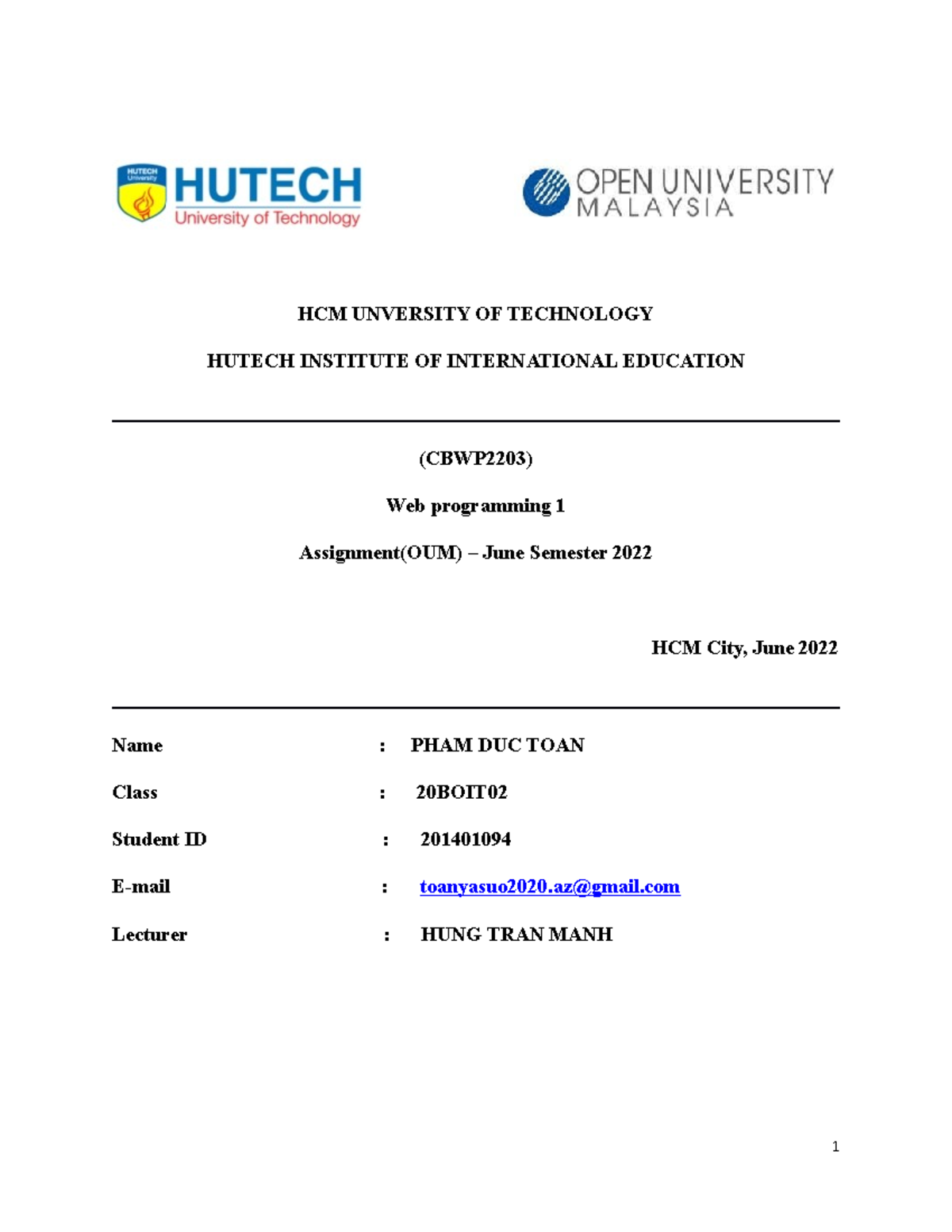 CBWP2203 Web Programming 1 Assignment - Online Sales Website 2022 - Studocu