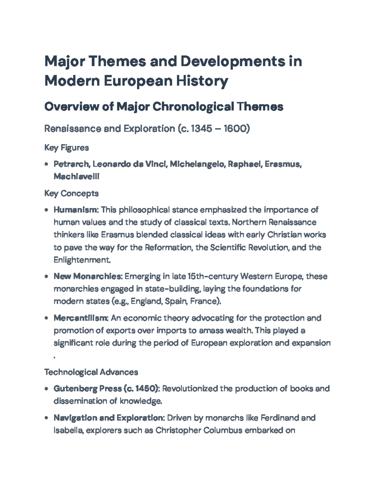 Major Themes in Modern European History: From Renaissance to Cold War ...