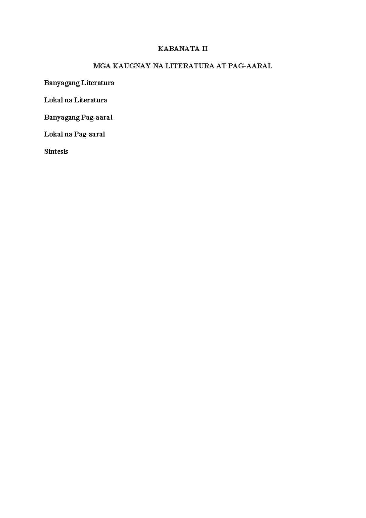 Kabanata 2 Pananaliksik Related Literature & Studies: Research Paper