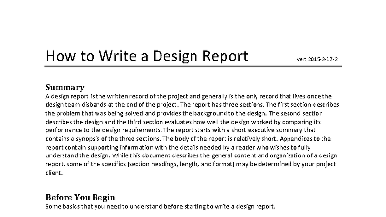Design Report Writing Guide: Structure & Best Practices - Studocu