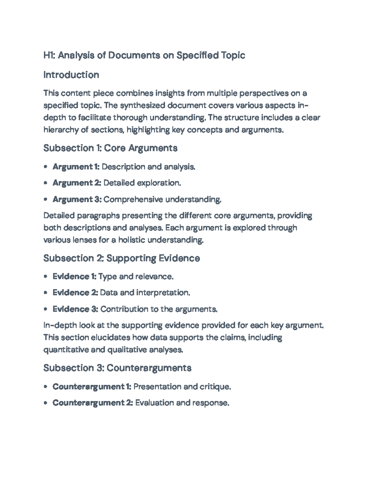 Analysis of Documents: Core Arguments, Evidence, and Counterarguments ...