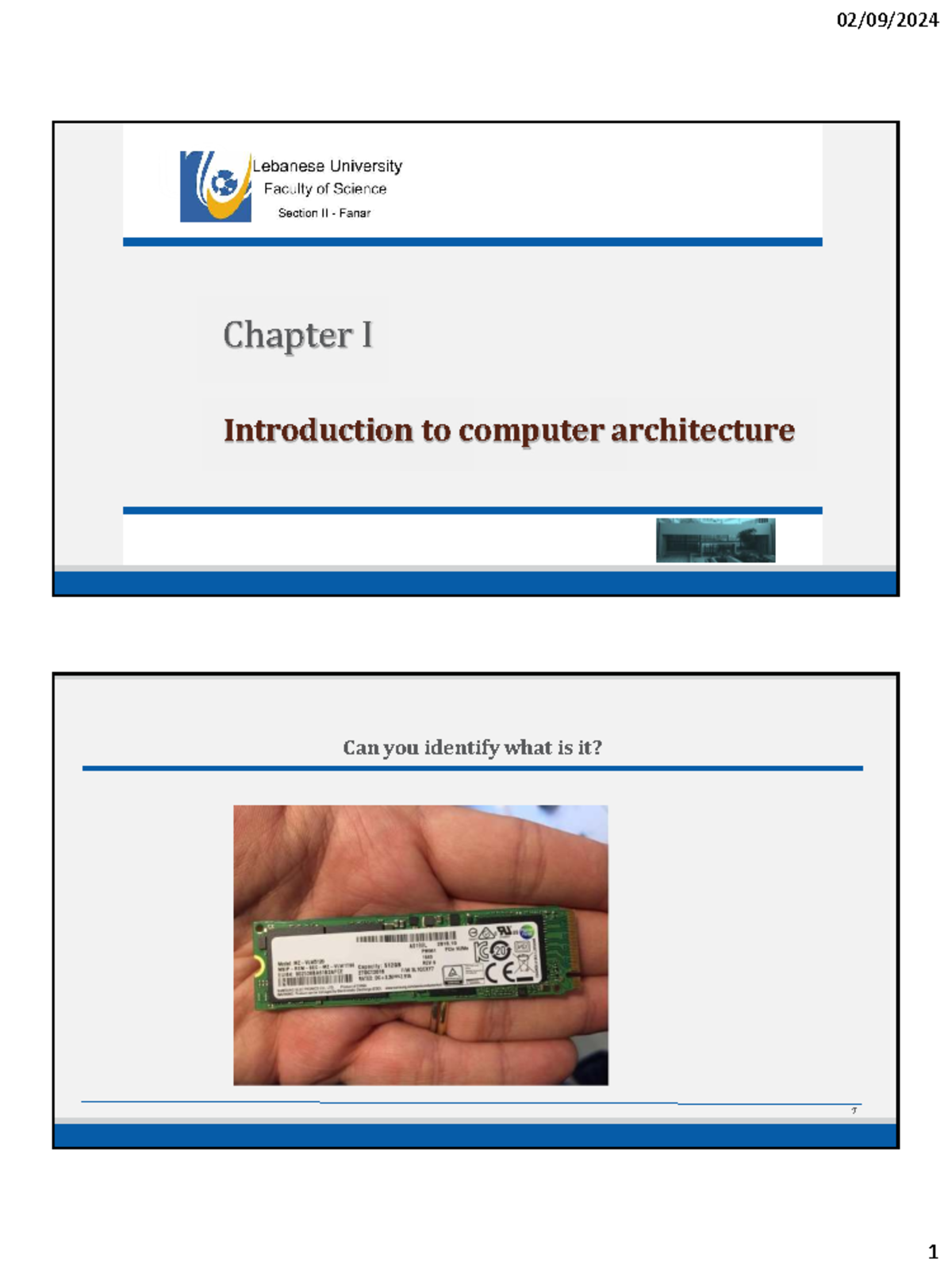 Chapter I: Introduction to Computer Architecture (CS101) - Studocu