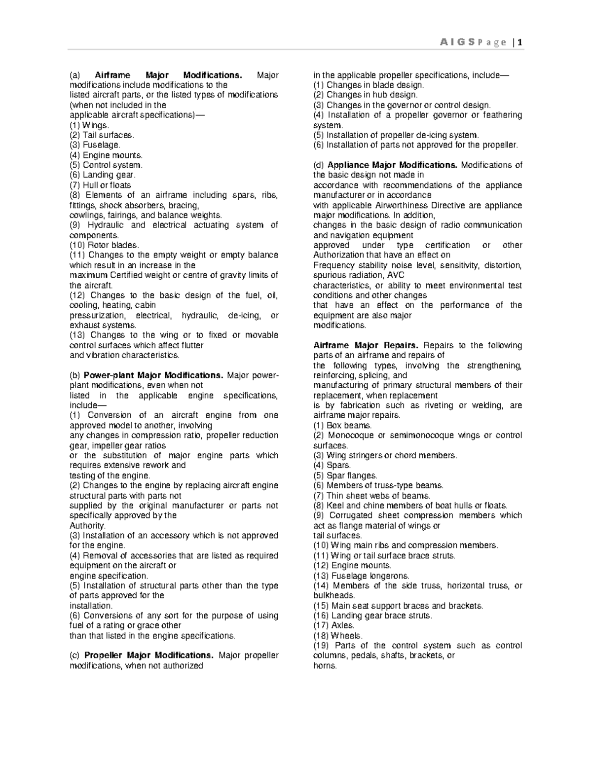 PCAR Part 5: Airframe Major Modifications and Repairs Guide - Studocu