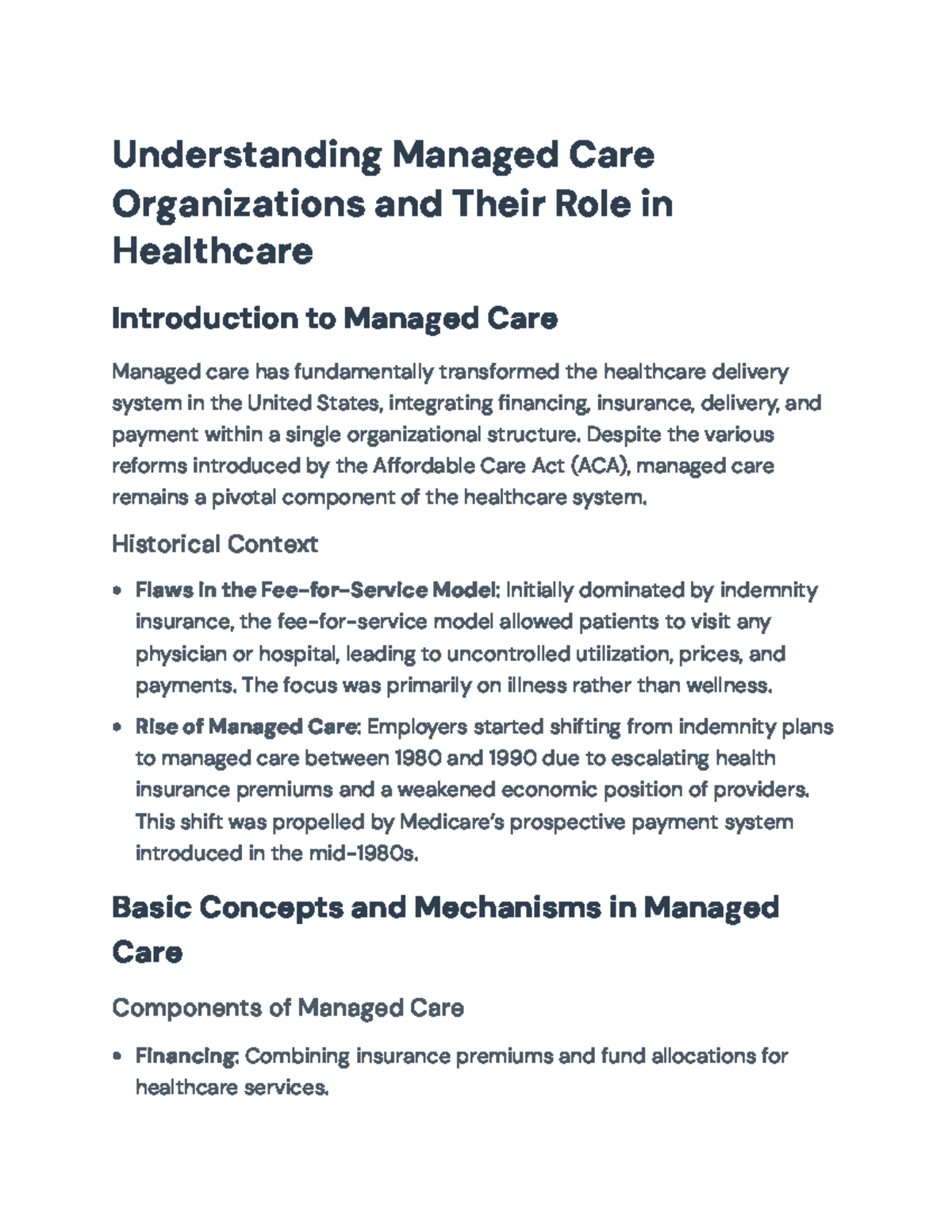 Understanding Managed Care Organizations and Their Impact on Healthcare ...