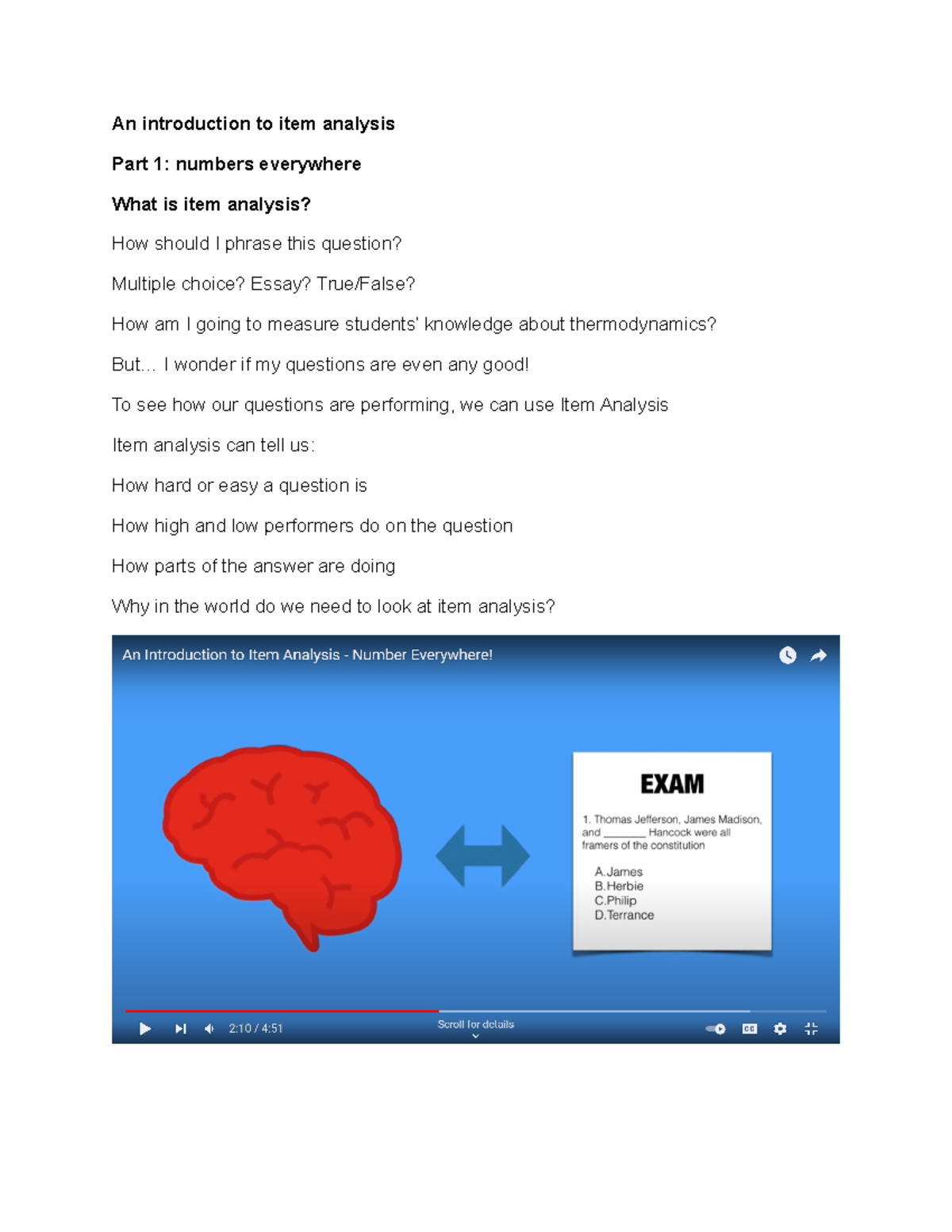 ITEM Analysis: Understanding Question Effectiveness and Student ...