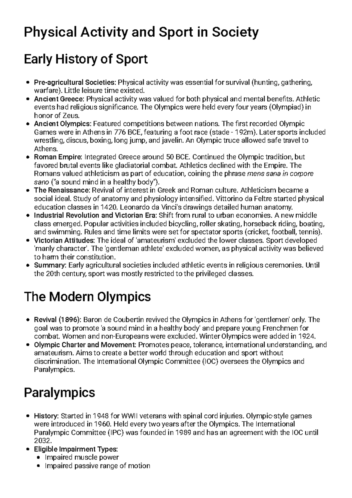 Society Physical Activity and Sport: Study Guide (Course Code) - Studocu