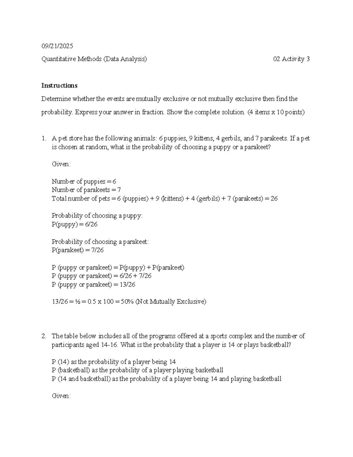 02 Activity 3 - Quantitative Methods (Data Analysis) Probability ...