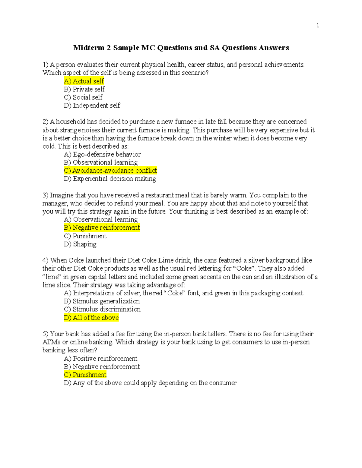 Midterm 2 Sample MC & SA Questions with Answers - Studocu