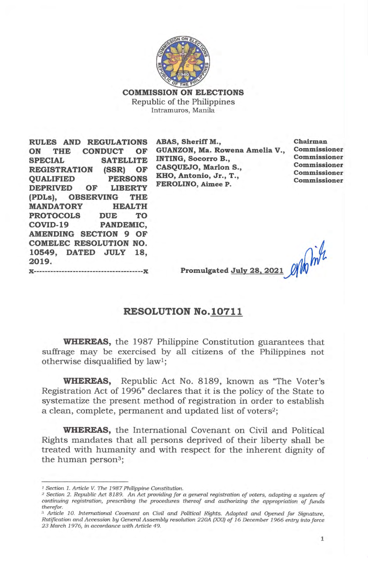 Comelec Resolution No. 10711 - Communication For Corporations ...