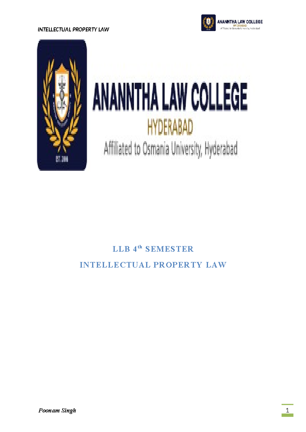 INTELLECTUAL PROPERTY LAW LLB 4TH SEMESTER IMPORTANT QUESTIONS AND ...